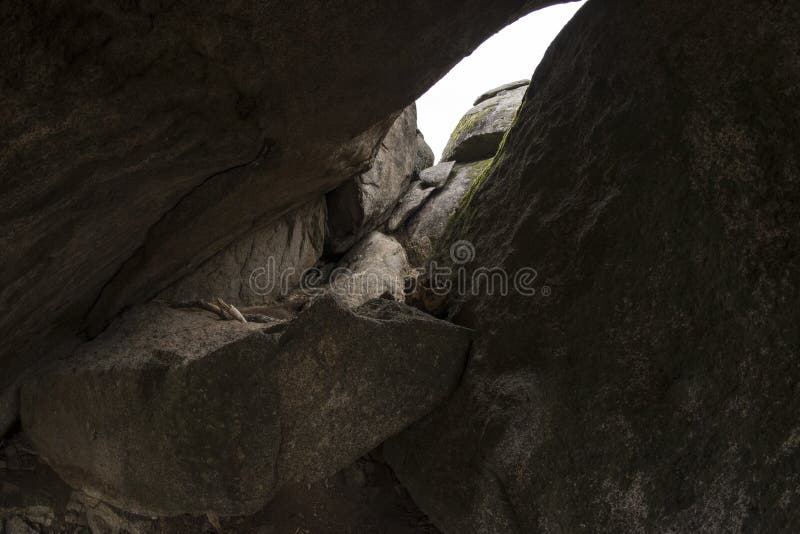 Granite Rocks Forming a Small Cave Stock Image - Image of angle, wide ...