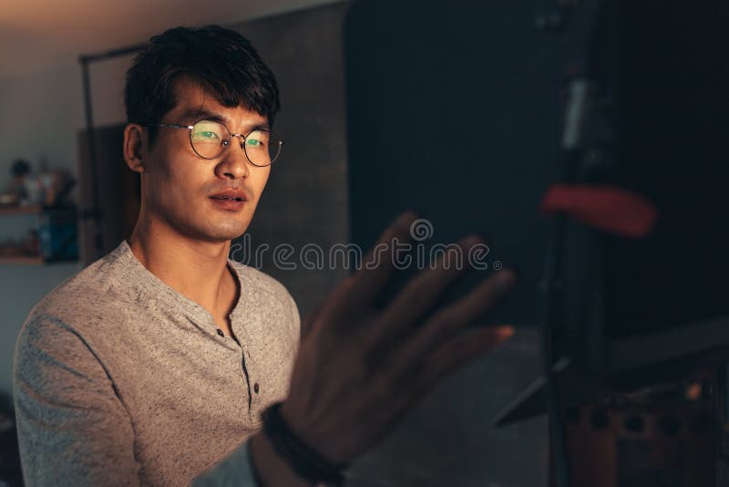 Photographer Setting Up His Computer for the Shoot Stock Photo - Image ...