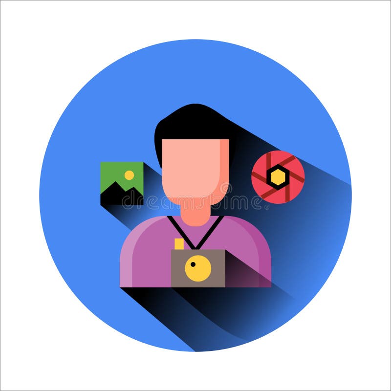 Photographer Avatar with Flat Design Long Shadow Style Stock Vector ...