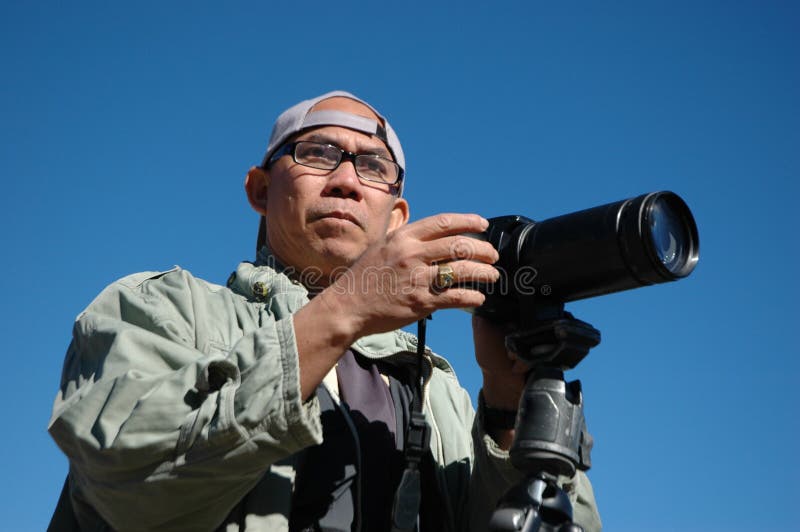 Photographer Blue Background Stock Image - Image of tripod, confidence ...