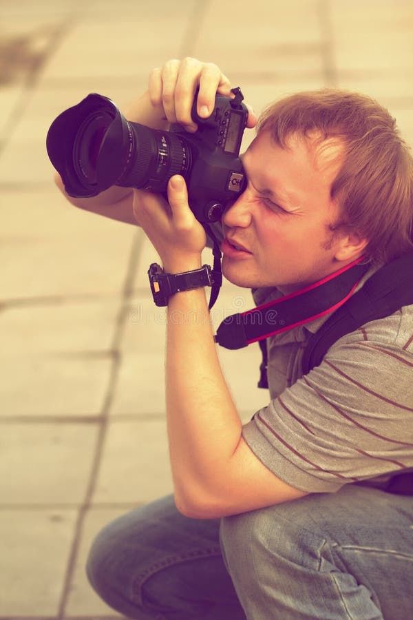 Man with lens stock photo. Image of creepy, monochrome - 26256416