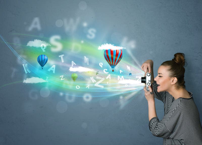 Photographer with Camera and Abstract Imaginary Stock Photo - Image of ...