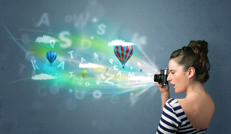 Photographer with Camera and Abstract Imaginary Stock Photo - Image of ...