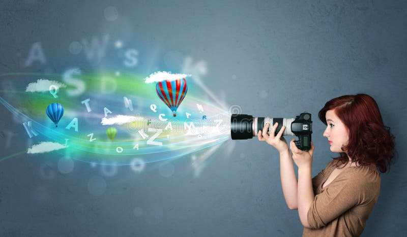 Photographer with Camera and Abstract Imaginary Stock Photo - Image of ...