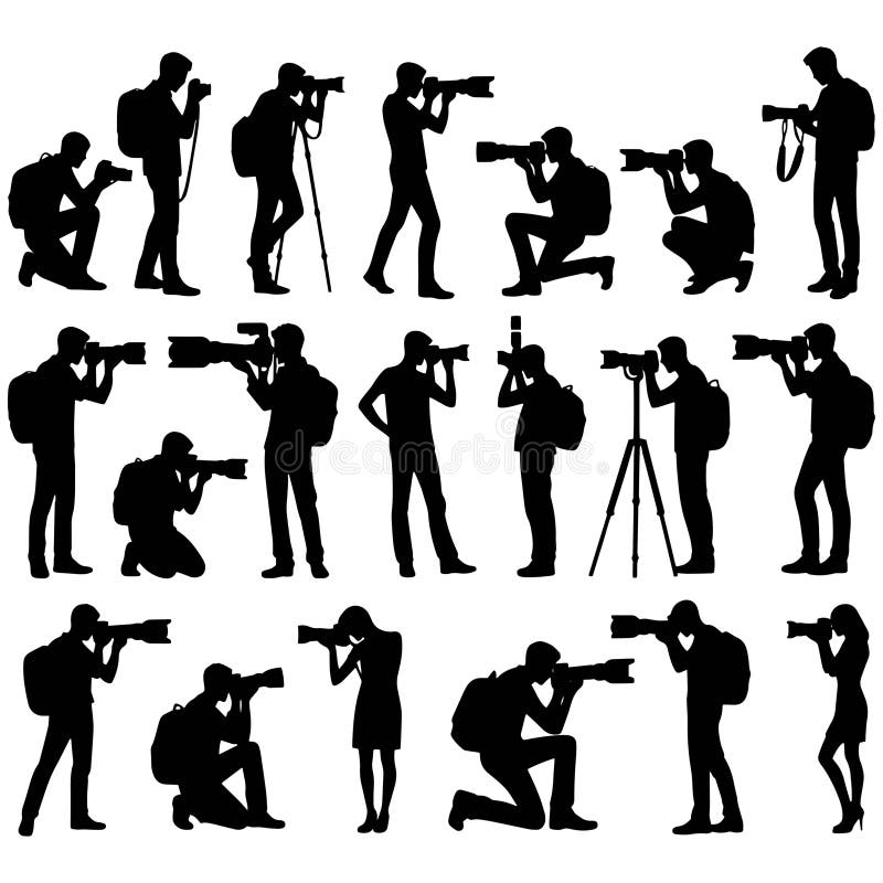 Photographer with Camera, Abstract Man Isolated Vector Silhouette ...