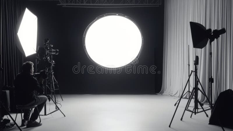 A Photographer Captures a Model in a Studio Setup with Dramatic ...