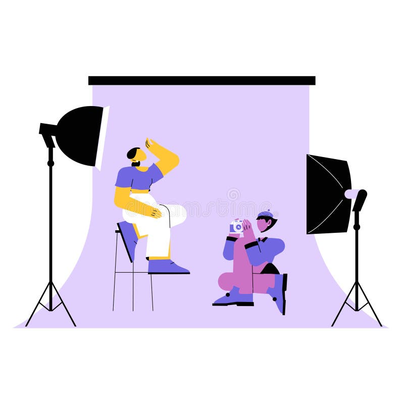 Photoshoot Session in Flat Vector Illustration Symbolizing Photography ...