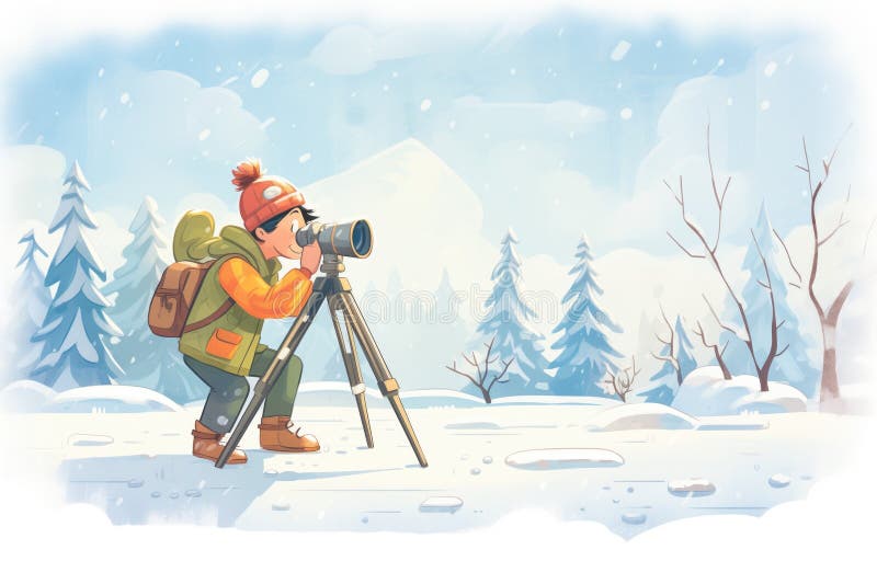 Photographer Capturing a Panoramic Snowy Scene Stock Image - Image of ...