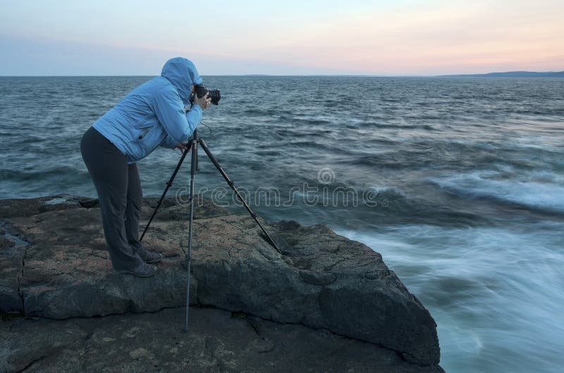 Photographer Capturing a Sunset Stock Photo - Image of cold, blue: 42802452
