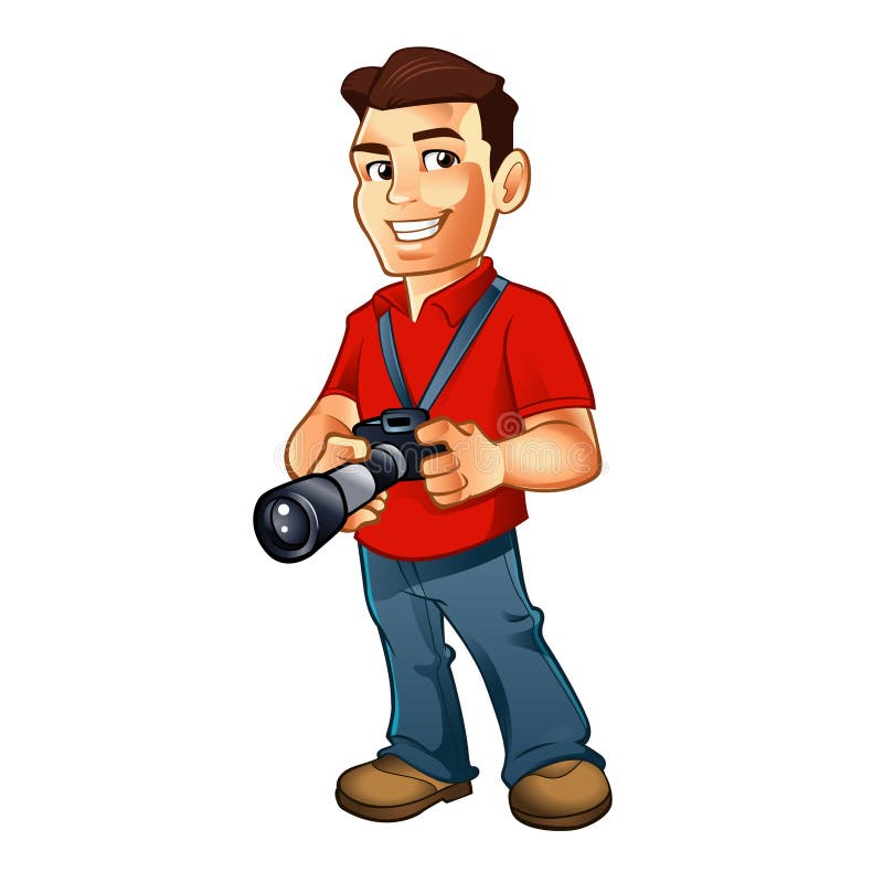 Photographer Cartoon with Camera Stock Illustration - Illustration of ...