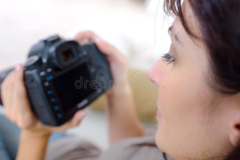 Photographer Checking Photos Stock Photo - Image of female, excitement ...