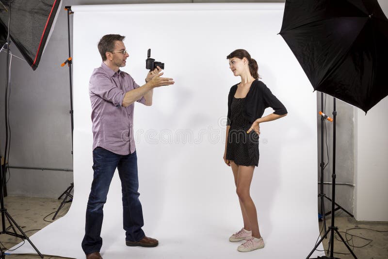 Photographer Demonstrating Studio Photography Stock Image - Image of ...