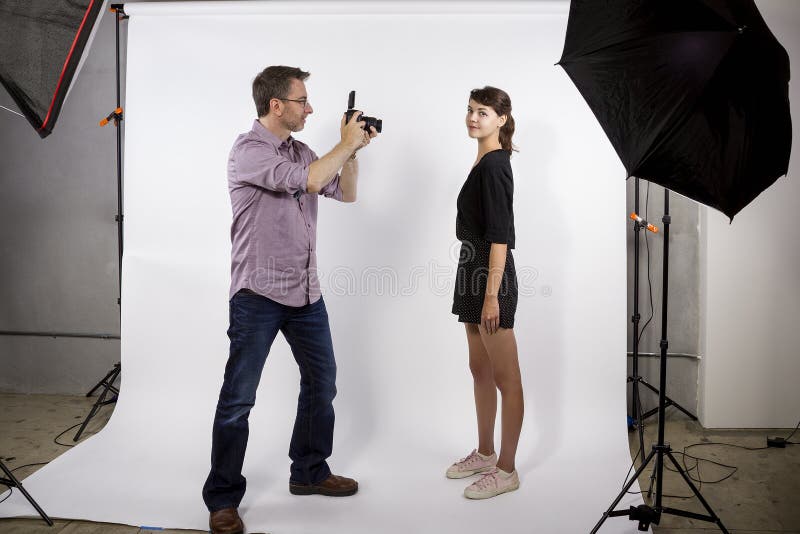 Photographer Demonstrating Studio Photography Stock Image - Image of ...