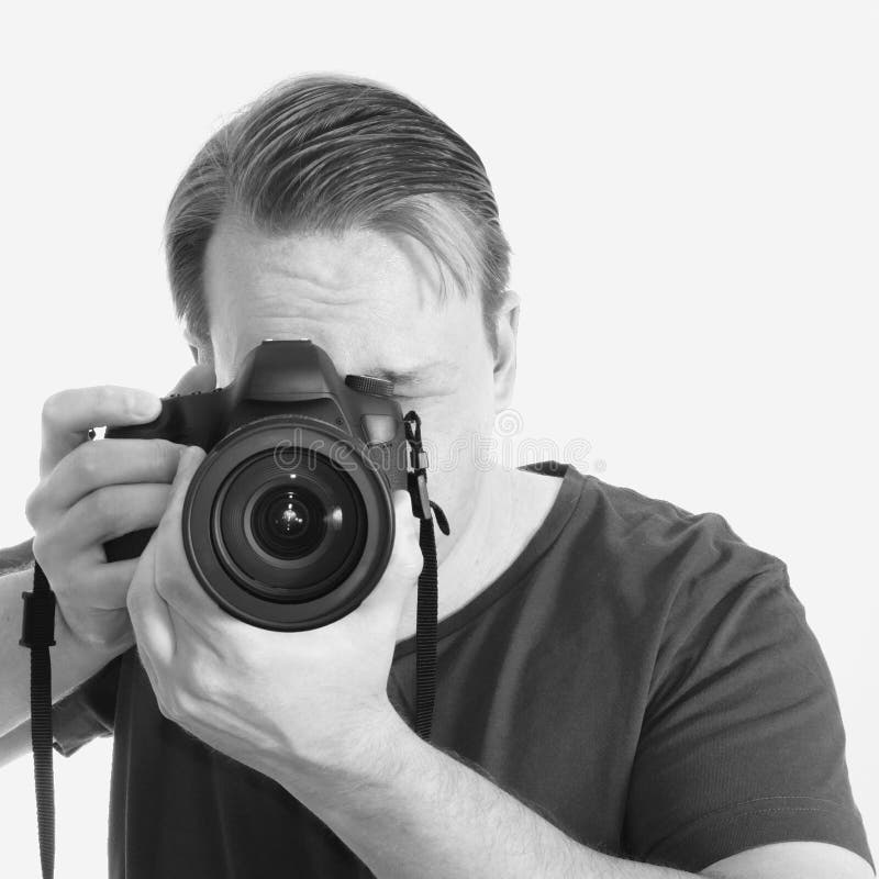 Man with lens stock photo. Image of creepy, monochrome - 26256416