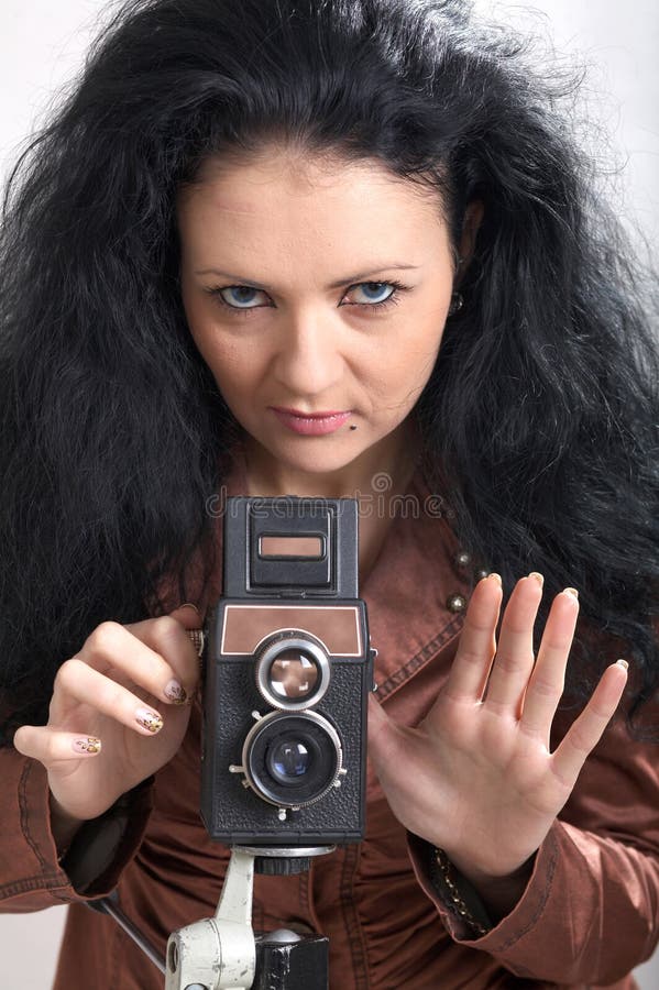 Girl in red suit stock image. Image of person, woman, smile - 4352349