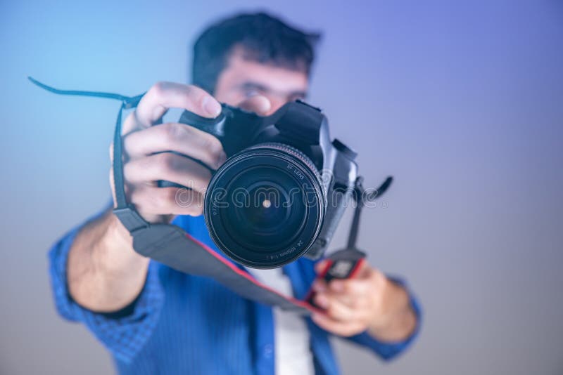 Photographer Hand Camera in Studio Stock Photo - Image of photographer ...