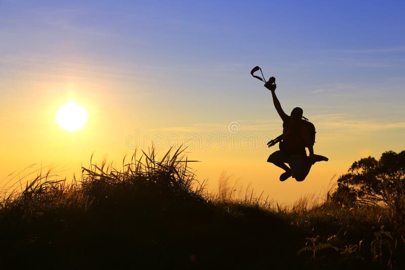 Photographer jump stock image. Image of moutain, nature - 28506443