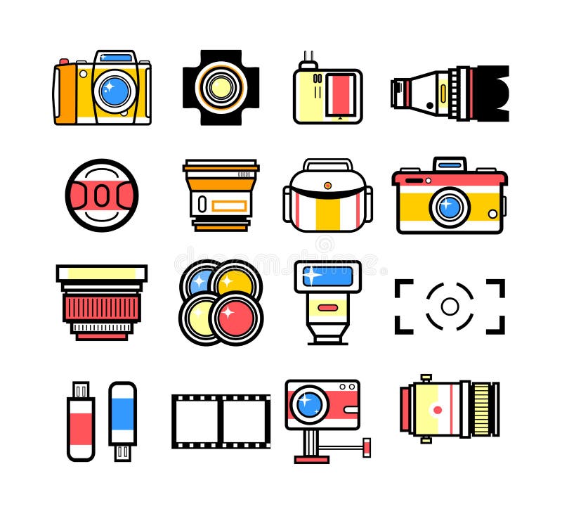 Camera elements stock vector. Illustration of light, memory - 56924623