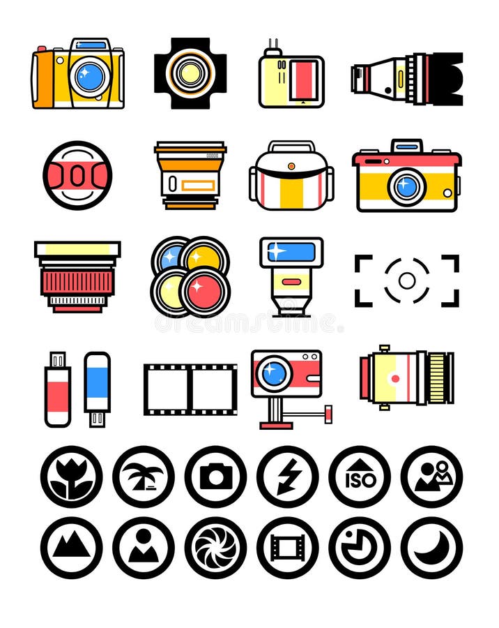 Camera elements stock vector. Illustration of light, memory - 56924623