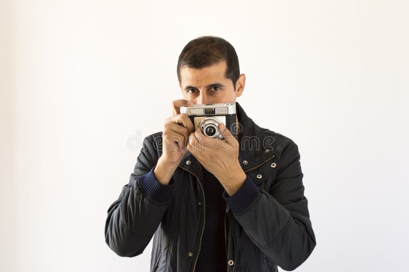 Photographer looking stock photo. Image of holding, concentrating ...