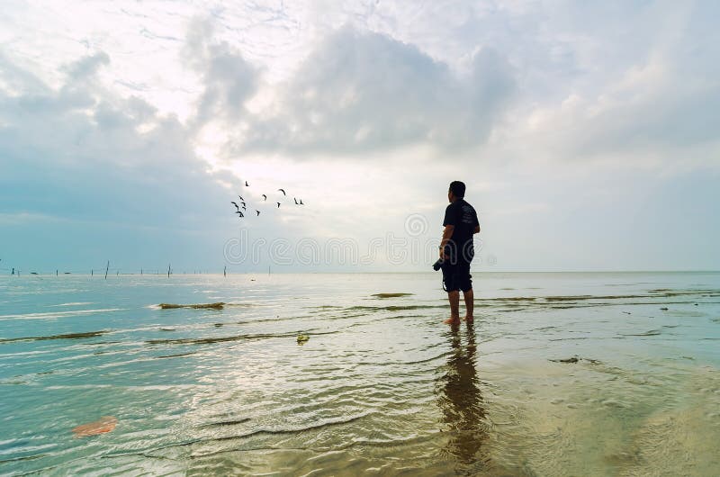 A Man Looking at the Sun Rising Stock Photo - Image of heavens, high ...