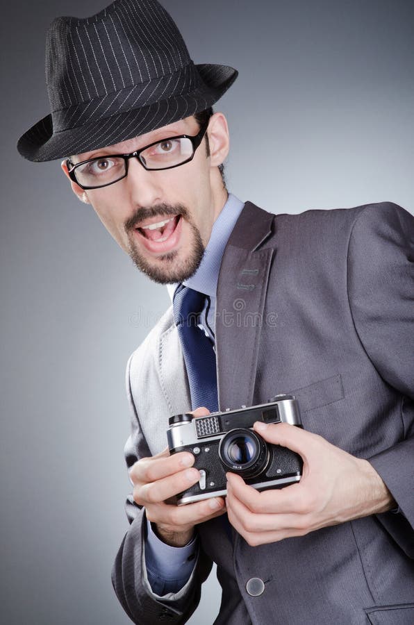 Photographer Man with Camera Stock Image - Image of person, paparazzi ...