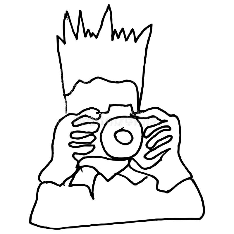 Photographer Man, Simple Hand Draw Sketch Vector, Isolated on White ...