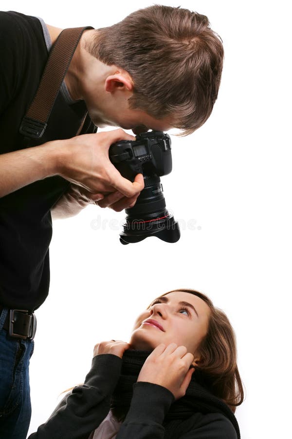 Photographer with a model. stock photo. Image of communications - 2044440