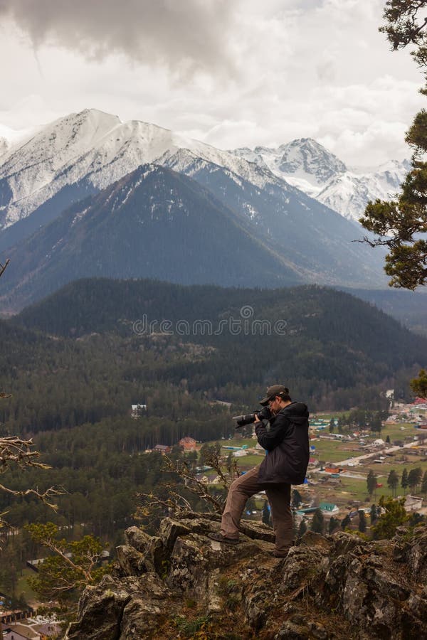 Photographer at the Observation Point Overlooking the Arkhyz Valley ...