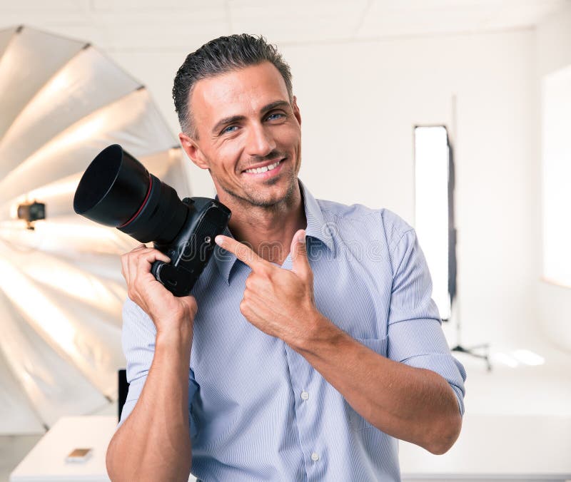 Photographer Pointing Finger at Camera Stock Photo - Image of ...