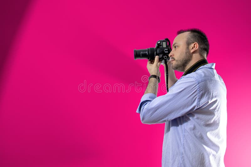 Photographer Posing As a Model with His Camera Stock Image - Image of ...