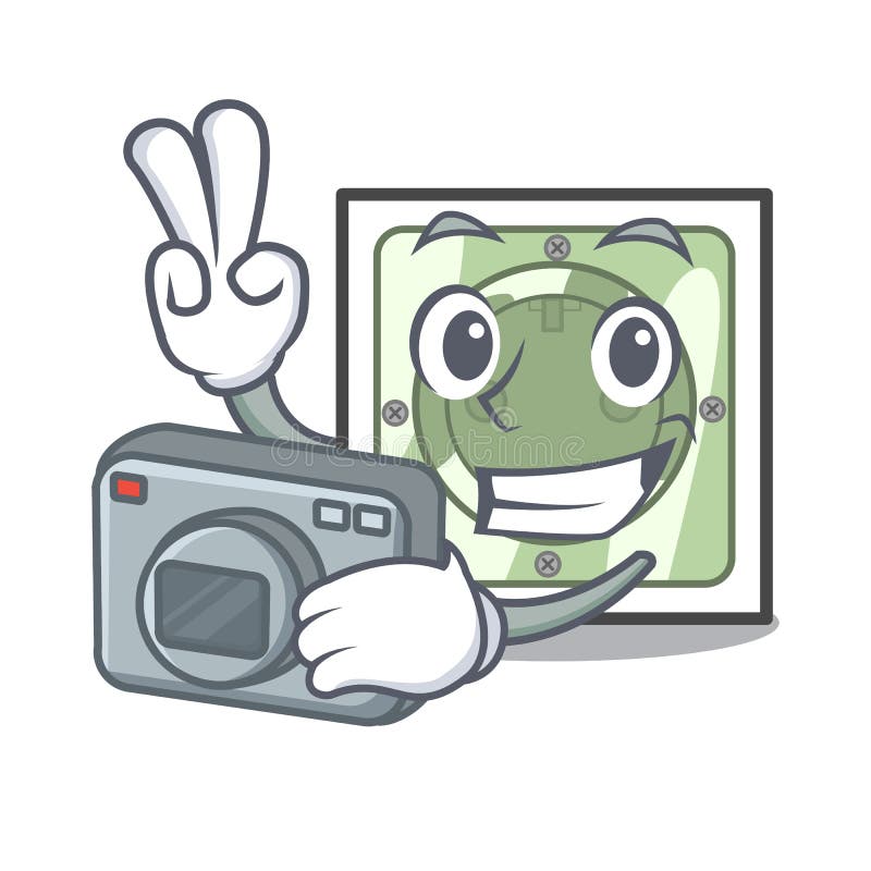 Photographer Power Socket on Wooden Cartoon Table Stock Vector ...