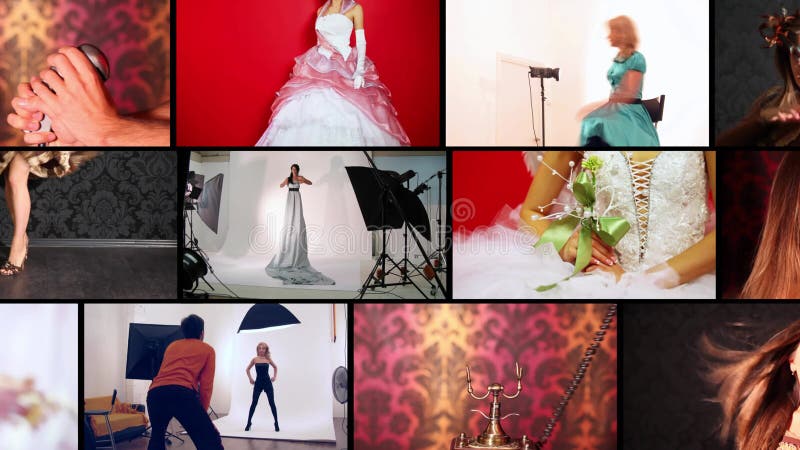 Photographer and Pretty Models Work in Studio (5 Stock Footage - Video ...
