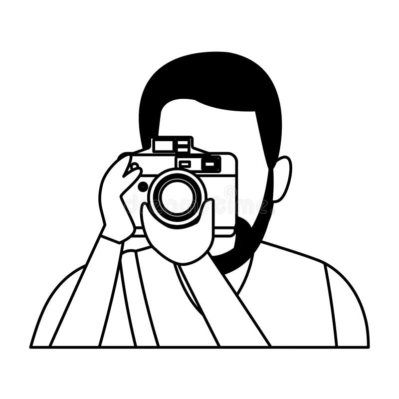 Photographer Profession Avatar in Black and White Stock Vector ...