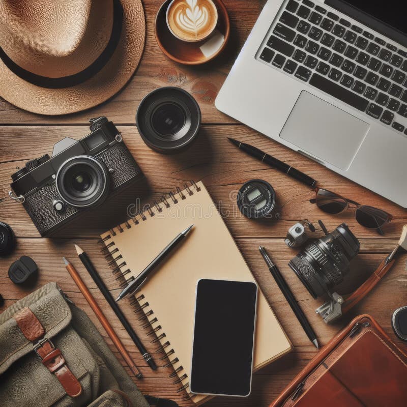 Photographer S Creative Workspace Stock Photo - Image of planning ...