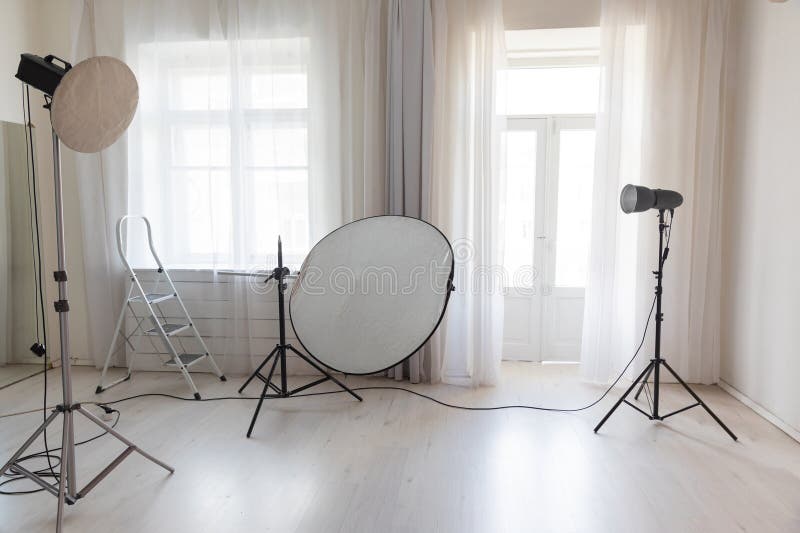 Photographer S Lighting Equipment in a Photo Studio Stock Photo - Image ...