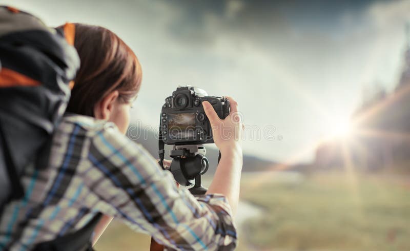 Photographer Shooting Outdoors Stock Image - Image of camera, equipment ...