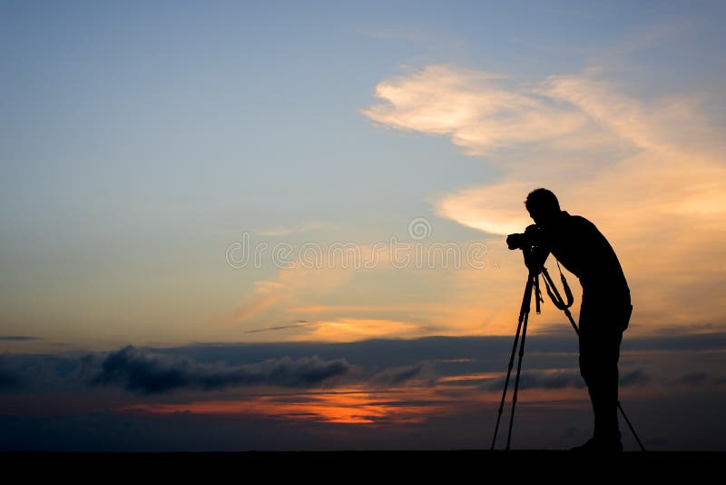 Photographer Silhouette in Outdoor Stock Image - Image of landscape ...