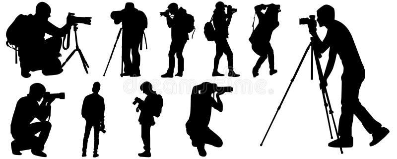 Photographer Silhouette Vector Collection Stock Vector - Illustration ...