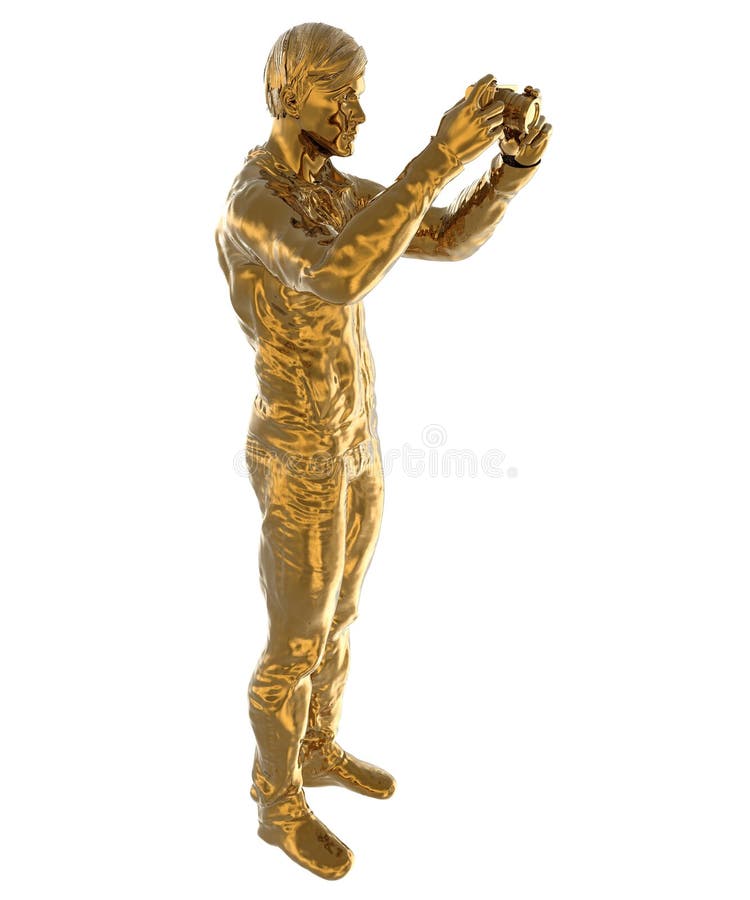 Photographer Statue of Gold Isolated on White Background 3d ...