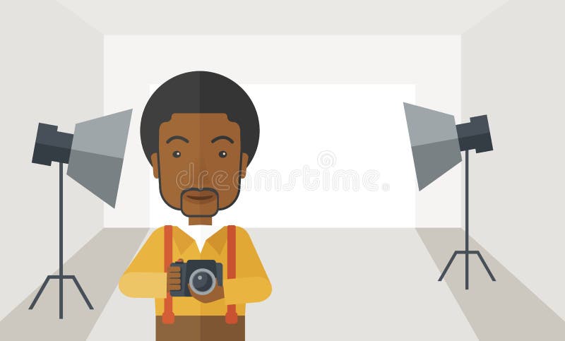 Photographer in studio stock vector. Illustration of design - 60749043