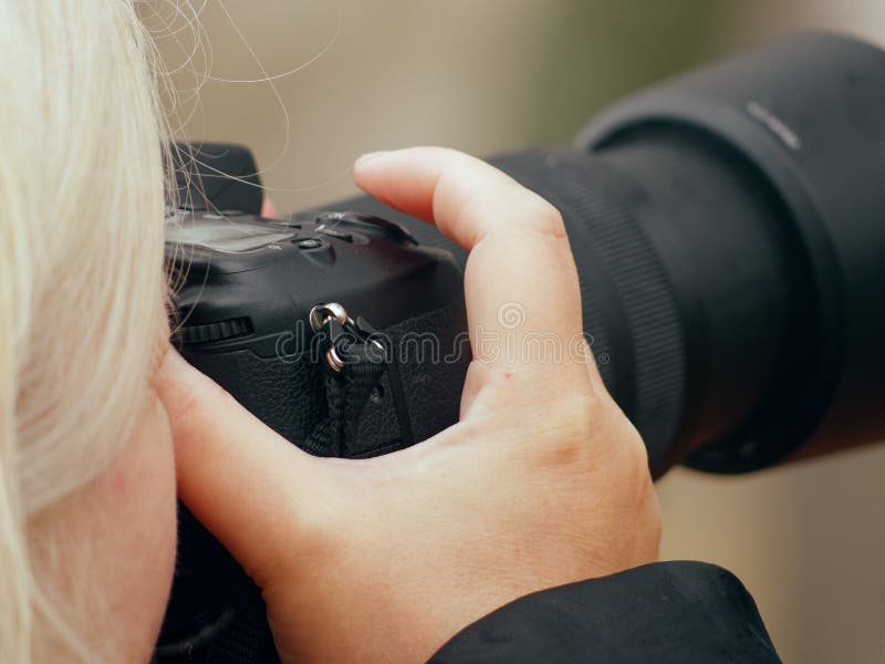 The Photographer Takes. Finger on the Shutter Button Stock Photo ...
