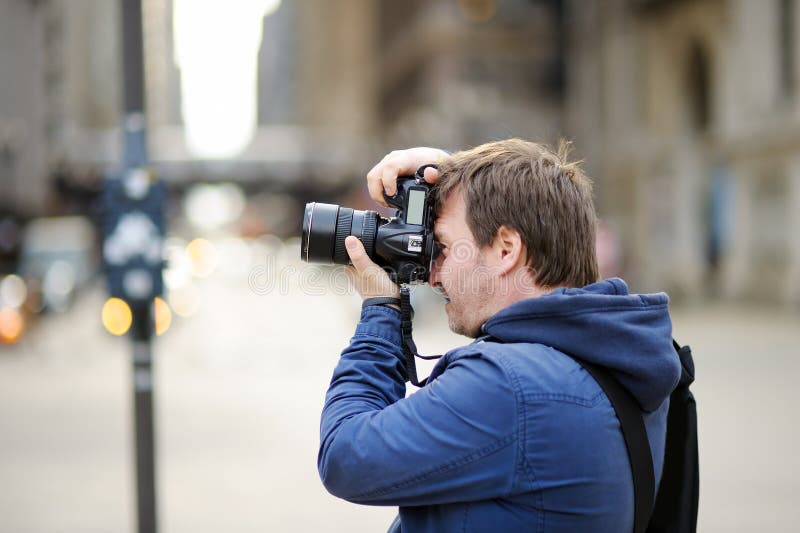 Photographer Taking Photo with Professional Digital Camera Stock Image ...