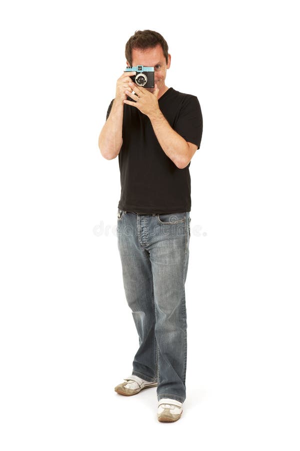 Photographer with Toy Camera Stock Image - Image of white, film: 10576315