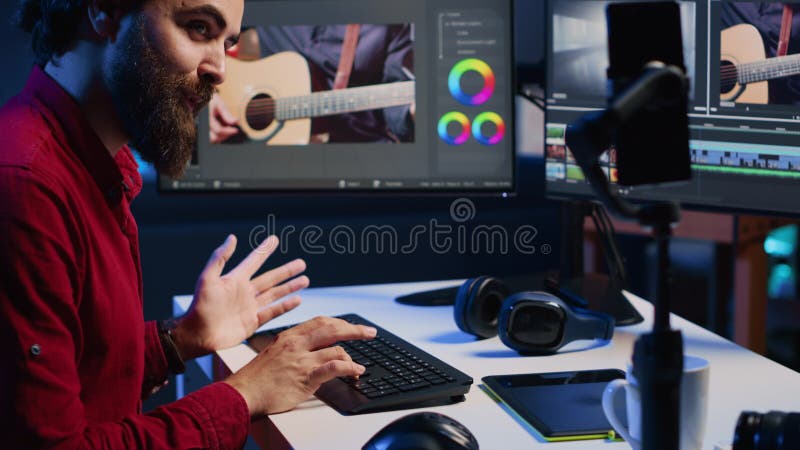 Freelancer Filming Photo Adjusting Tutorial, Close Up Stock Video - Video of guide, explaining ...