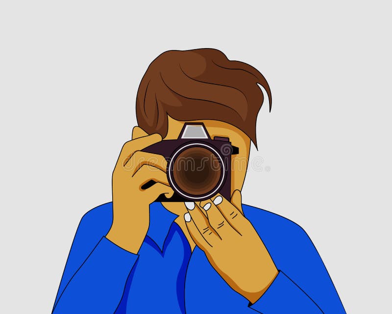 Professional Man Looking through the Camera Lens at an Object Stock ...