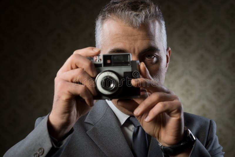 Photographer with Vintage Camera Stock Photo - Image of beauty ...