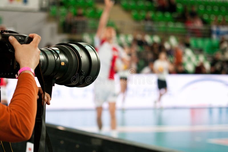 Photographer at Volleyball Match Stock Image - Image of shoots, ball ...