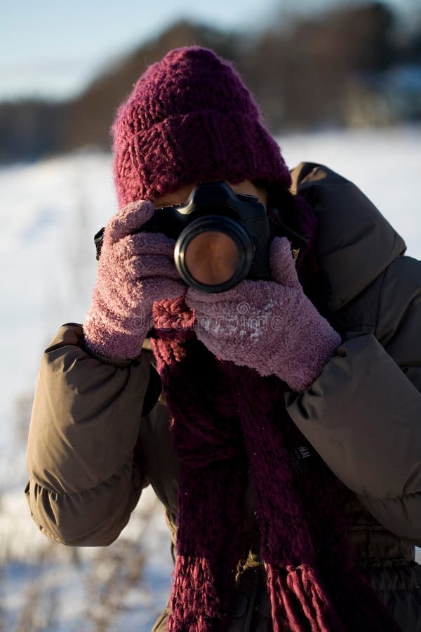 Photographer in winter stock photo. Image of photographer - 13168190