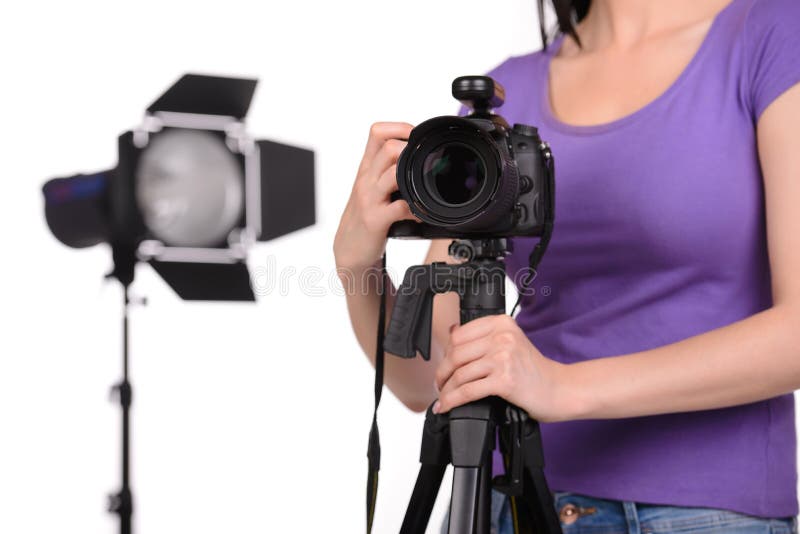 Photographer at Work stock photo. Image of pretty, professional - 42667996